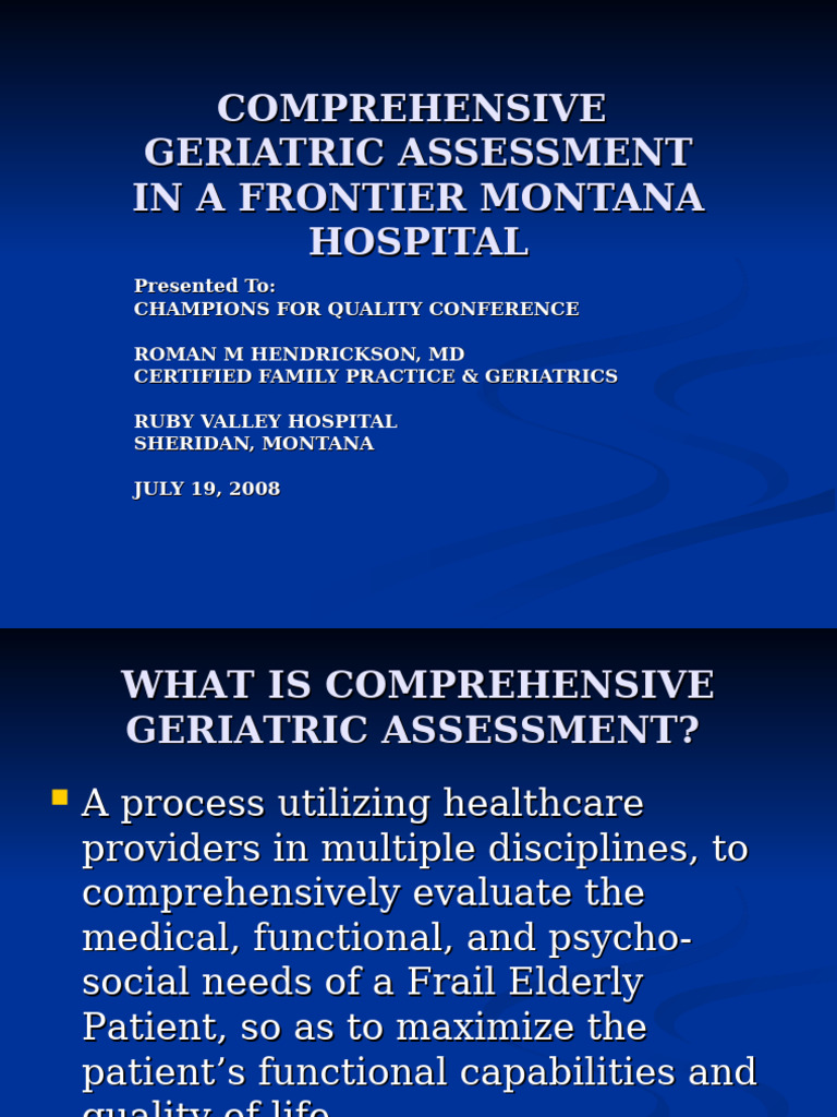 Roman Hendrickson - Geriatric Assessment | PDF | Geriatrics | Health Care