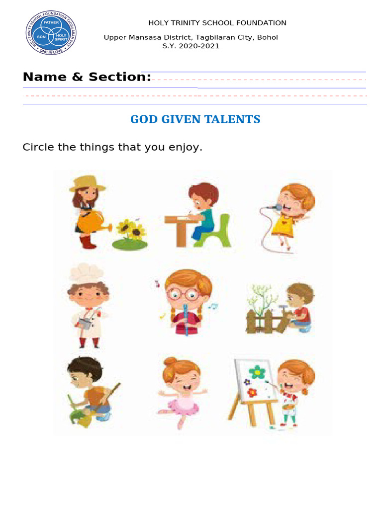 God Given Talents Worksheet | PDF