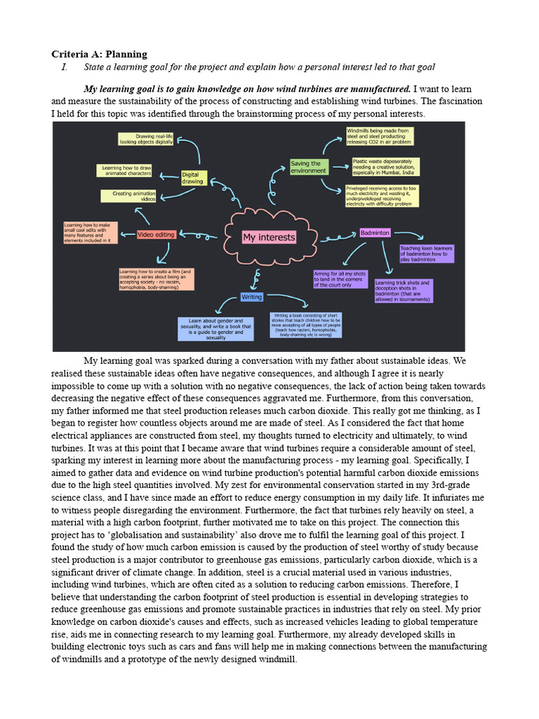 MYP Personal Project Report | PDF | Wind Turbine | Creativity