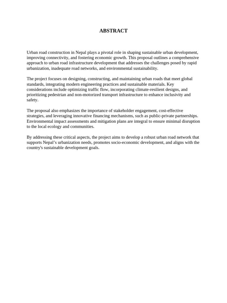 Sustainable Urban Road Plan Nepal | PDF