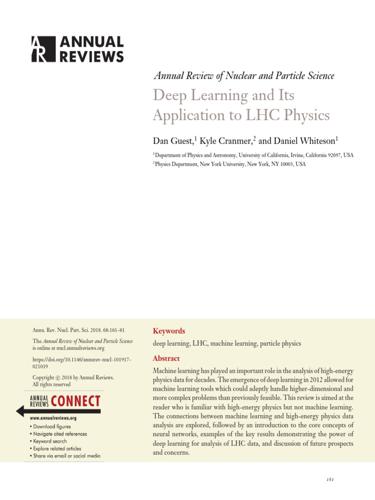 guest-et-al-2018-deep-learning-and-its-application-to-lhc-physics | PDF | Statistics | Large ...