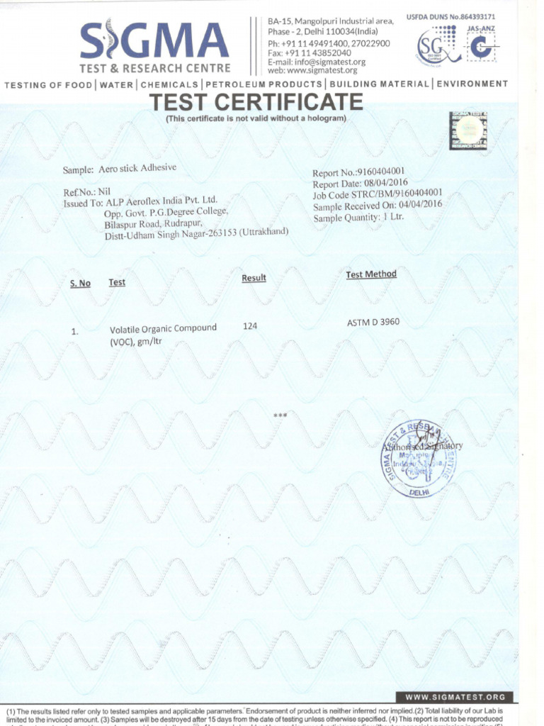 Adhesive VOC Report | PDF