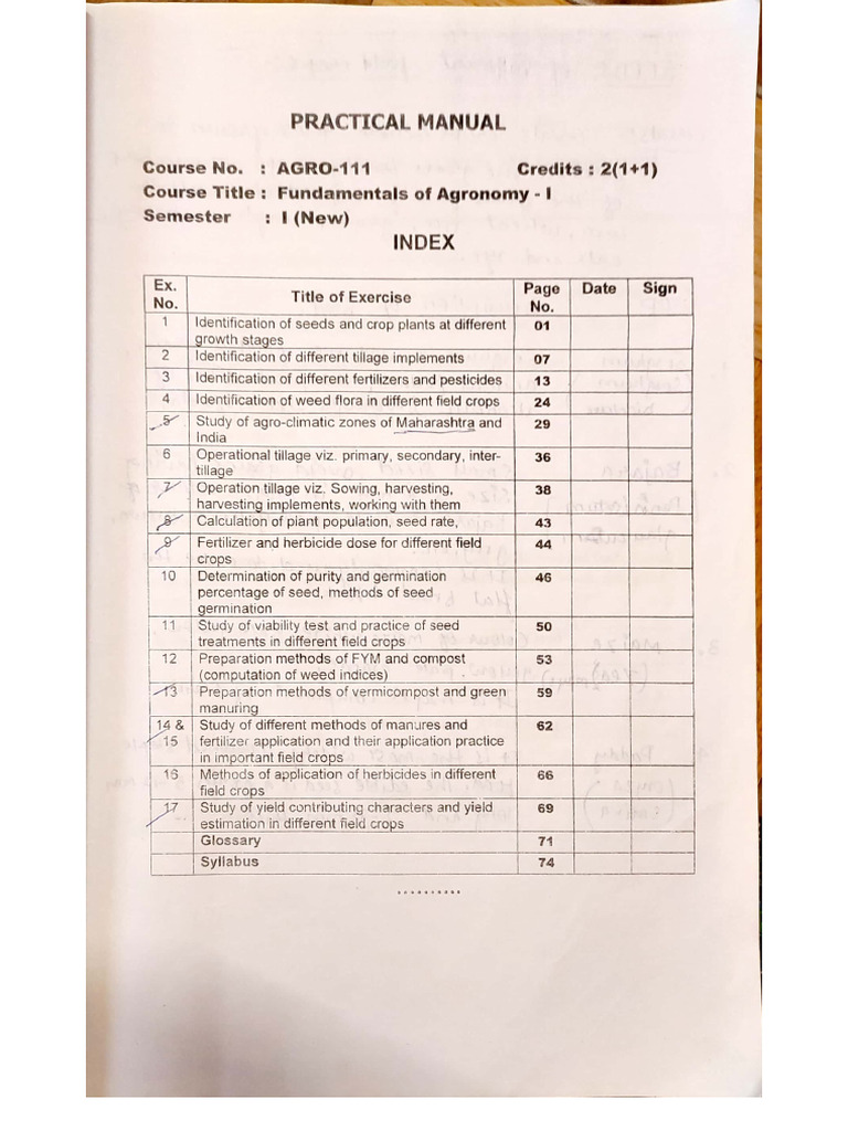 Agro 111 Practical Manual | PDF