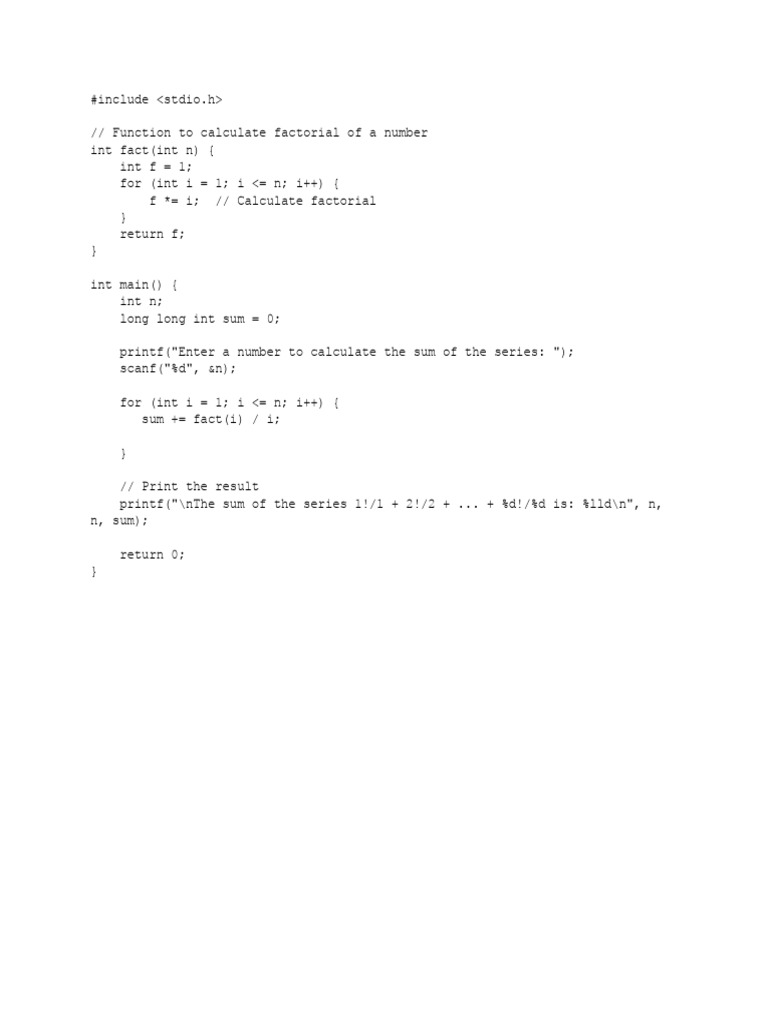 Factorial Series Sum by Function | PDF