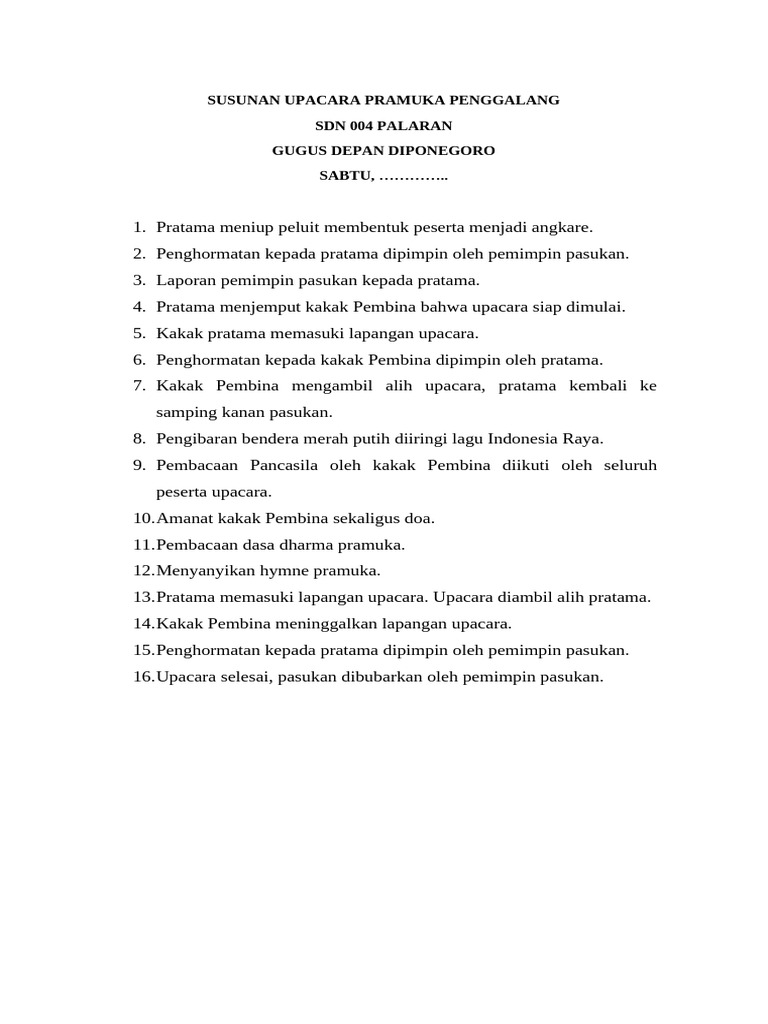 Susunan Upacara Pramuka Penggalang | PDF