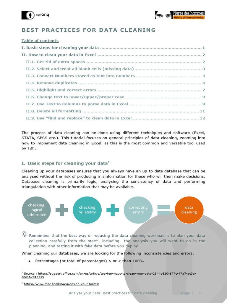 Best Practices for Data Cleaning_EN_1802 | PDF | Microsoft Excel | Databases
