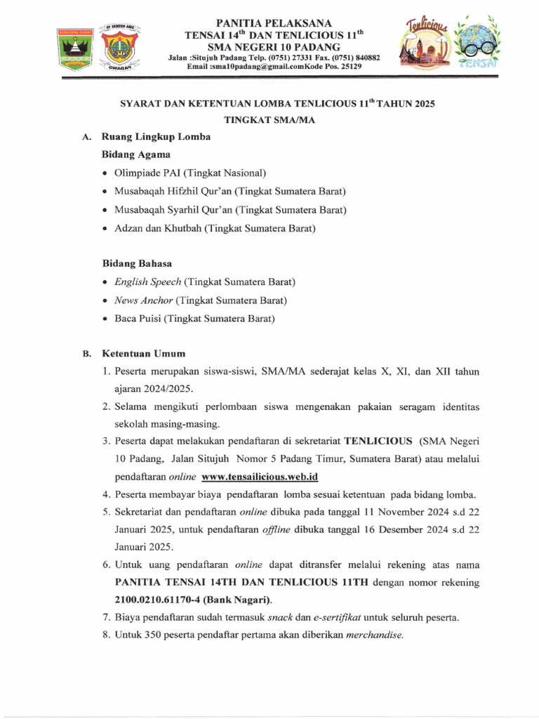 Juknis Tenlicious SMA 2025 | PDF