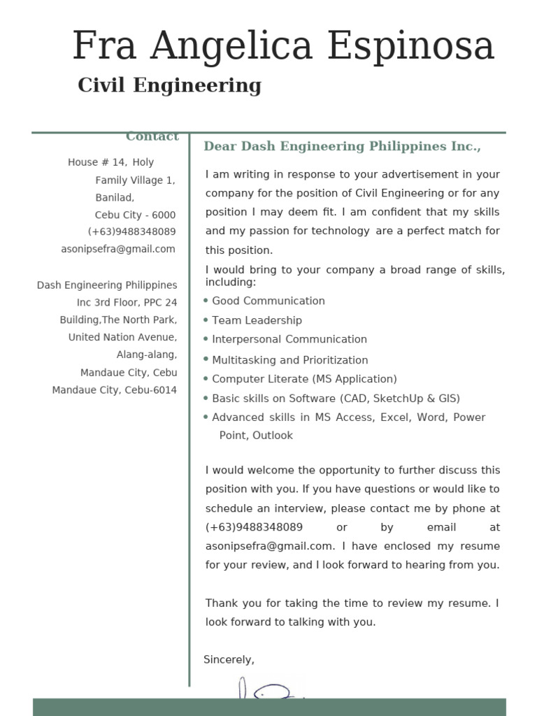 Application Letter (DASH) | PDF
