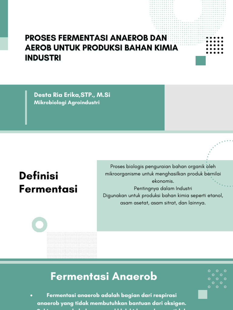 Proses Fermentasi Anaerob dan Aerob untuk Produksi Bahan Kimia Industri | PDF