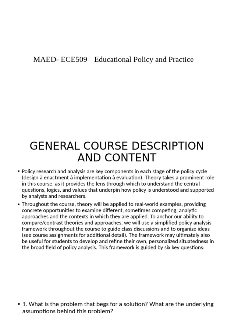 MAED ECE509 Educational Policy and Practice | PDF | Policy | Policy ...