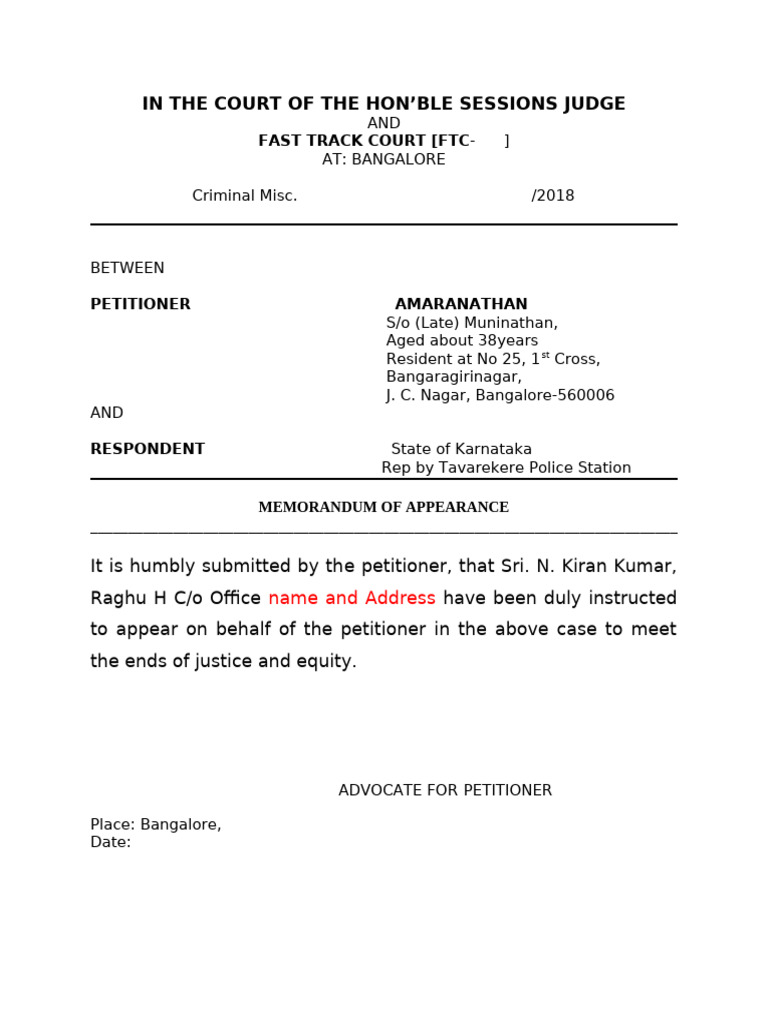 Memo of Appearance | PDF