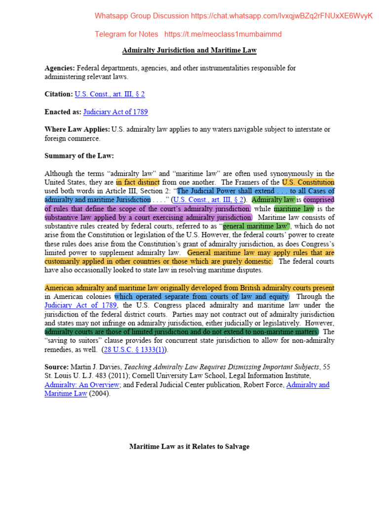 Admiralty Law Vs Maritime Law | PDF | Admiralty Law | Common Law