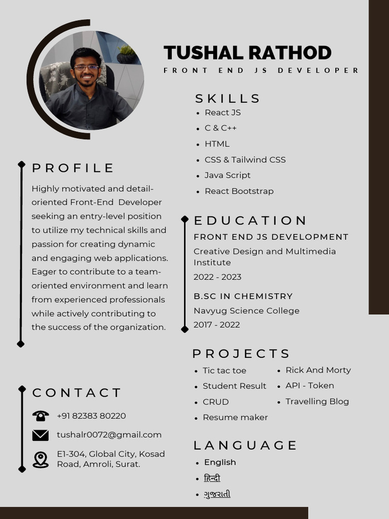 Tushal Rathod - Fresher - Resume - Front-End | PDF