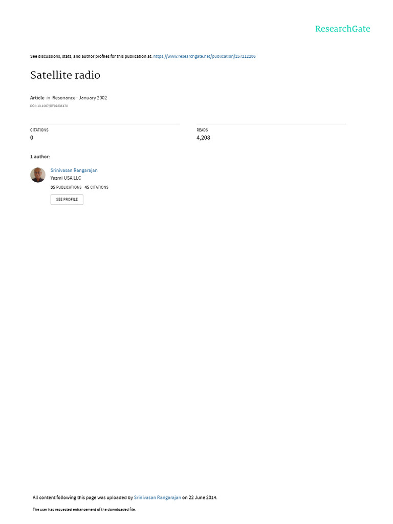 Satellite Radio: Technology and Impact | PDF | Frequency Modulation | Radio