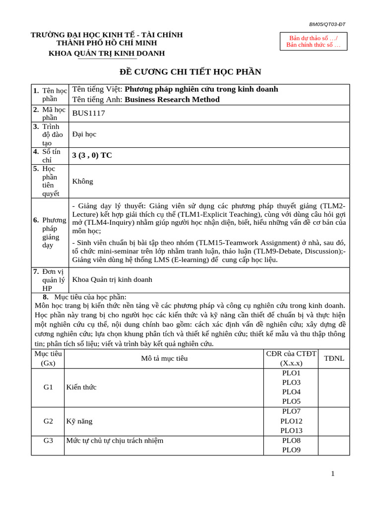 Đề Cương PPNC KD 2024 | PDF