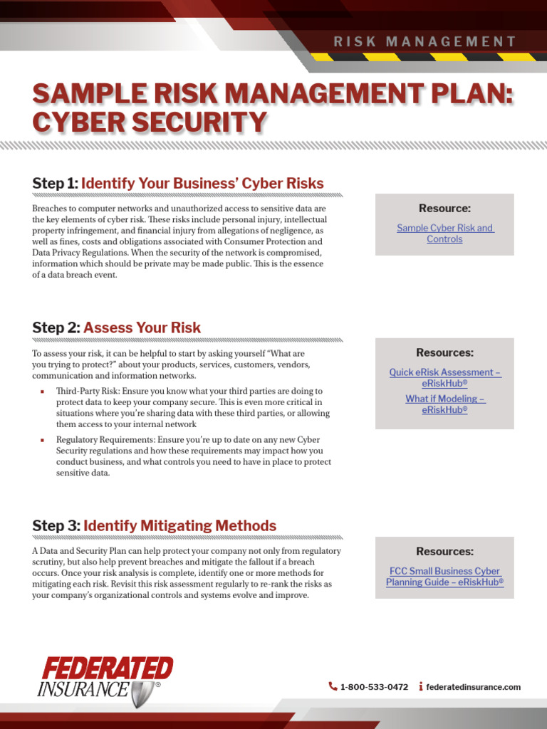 Sample Risk Management Plan - Cyber Securityf70-711 1a | PDF | Computer ...