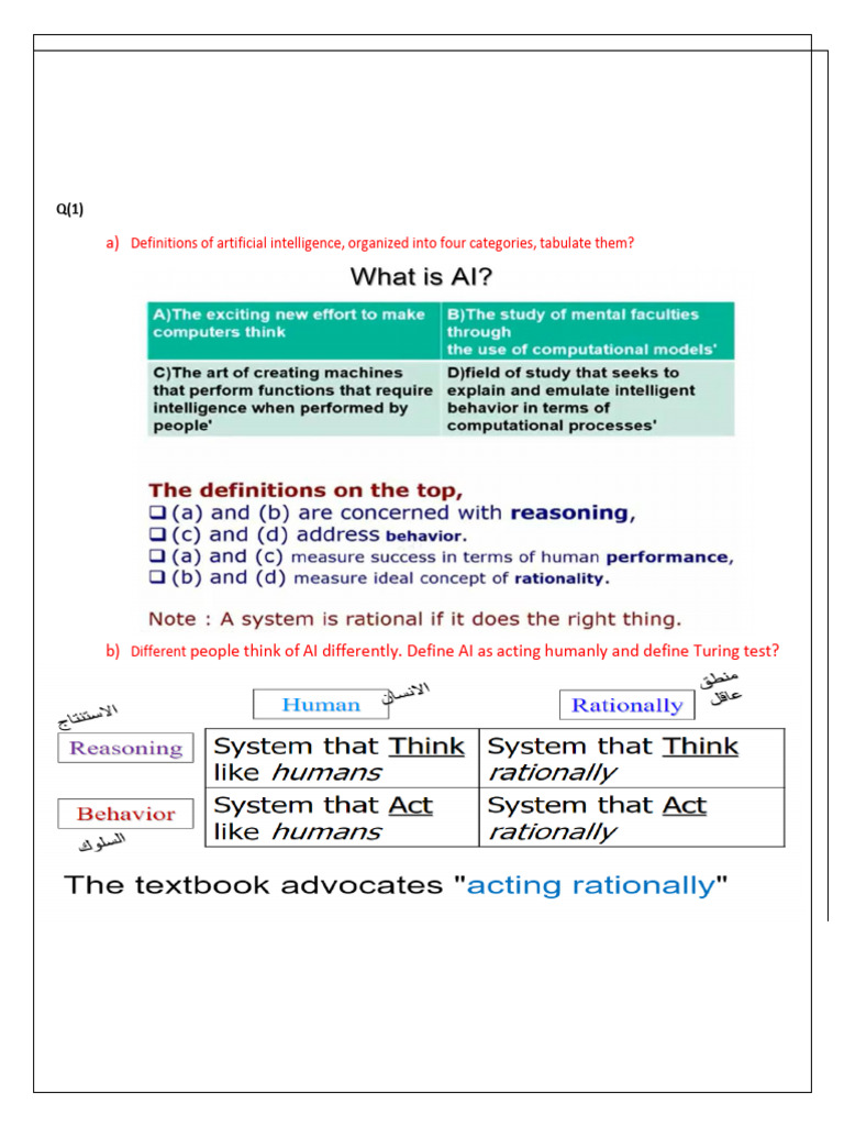 AI - Sample of Questions (Answered) | PDF | Algorithms And Data Structures | Algorithms