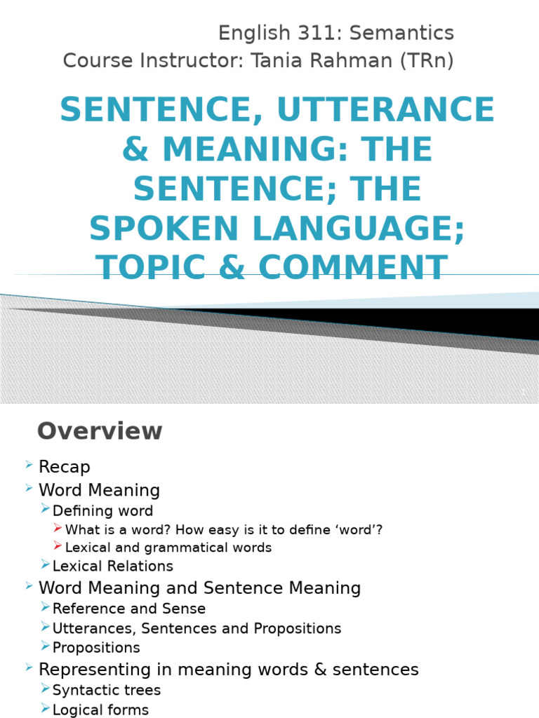 1 - Eng 311 - Semantics - Lecture 5 | PDF | Word | Semantics