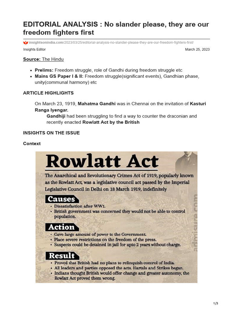 No Slander Please They Are Our Freedom Fighters First | PDF | Indian ...