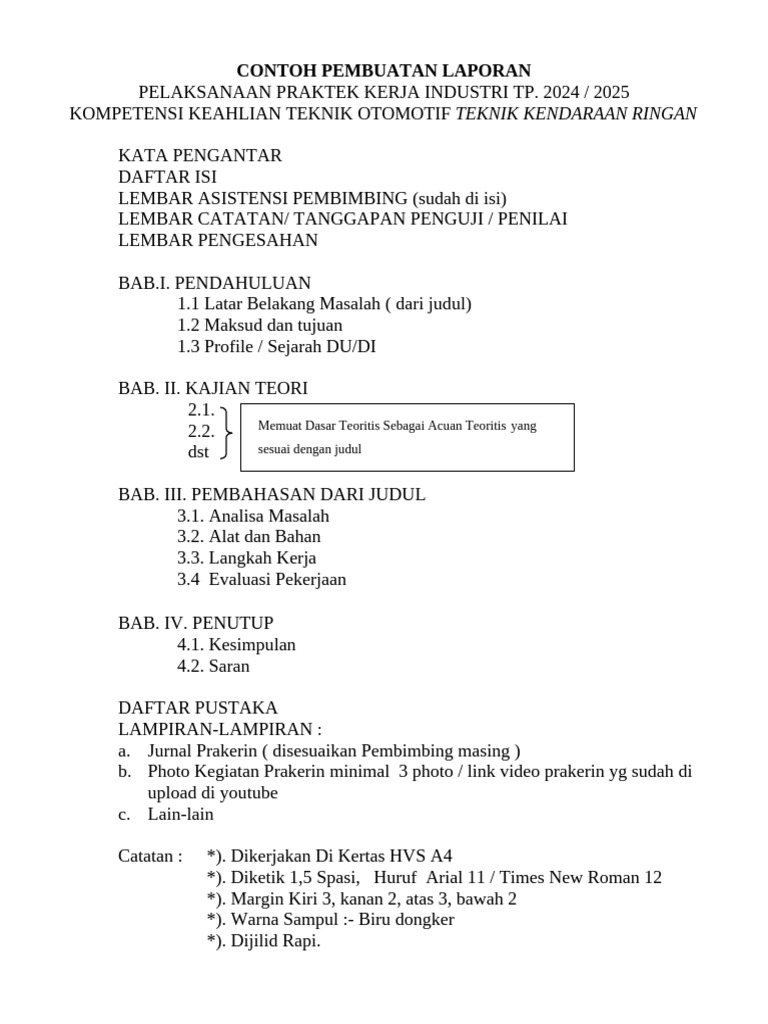 PANDUAN LAPORAN Prakerin 2025 | PDF