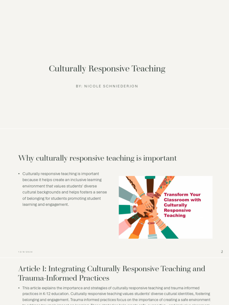 Culturally Responsive Teaching Guide | PDF | Classroom | Learning