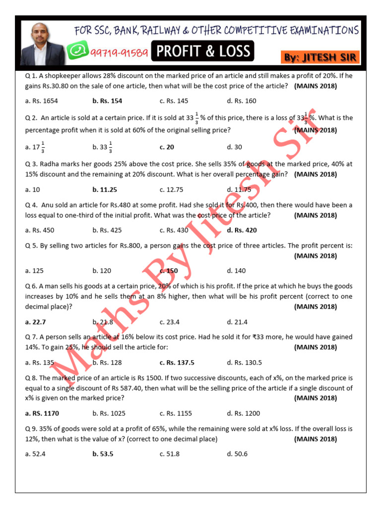 Profit & Loss Best of Previous Year | PDF | Prices | Profit (Economics)