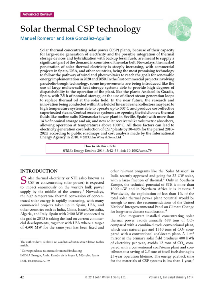 Solar_thermal_CSP_technology | PDF | Solar Power | Solar Energy