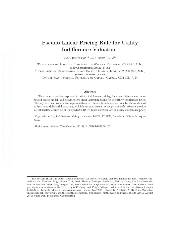Henderson v. Et Al 2014 Pseudo Linear Pricing Rule For Utility ...