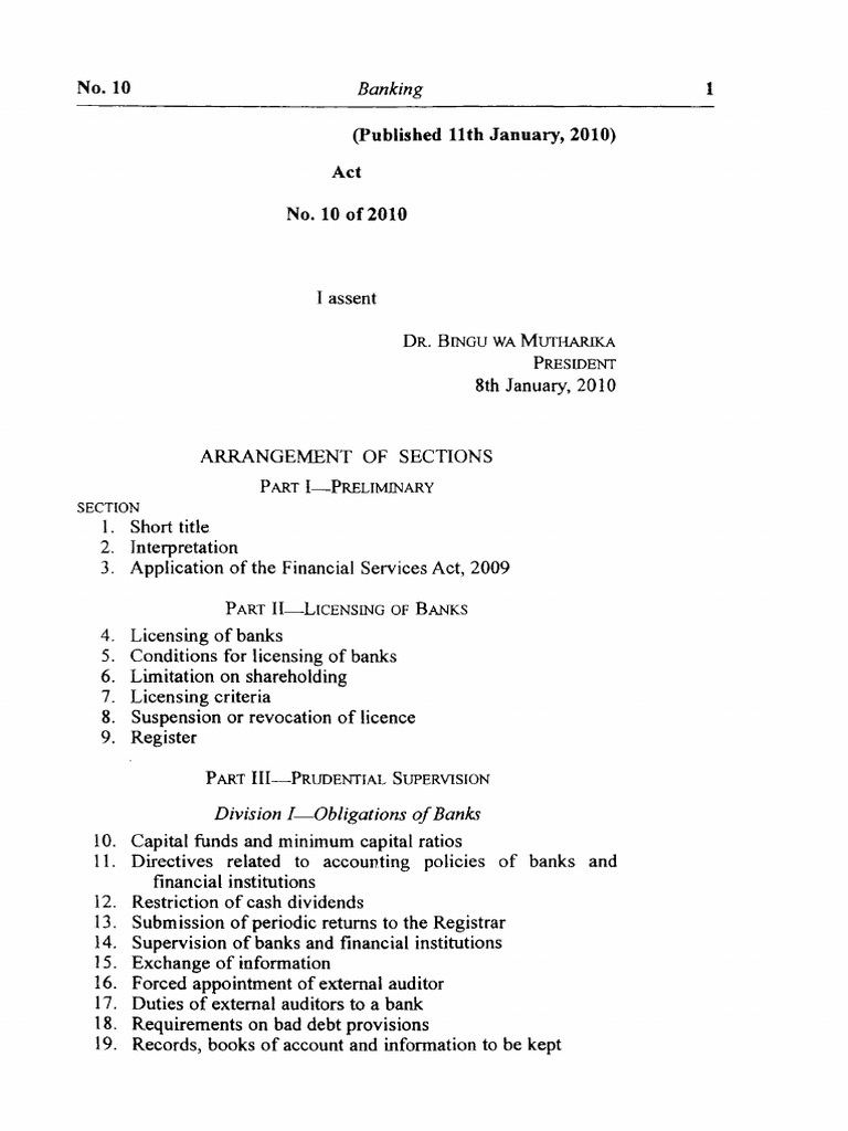 Banking Act - 2010 | PDF