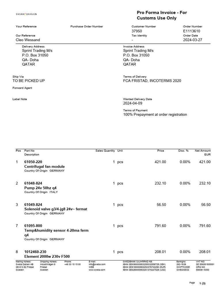 Proforma Invoice Rep 2846558 | PDF | Taxes | Invoice