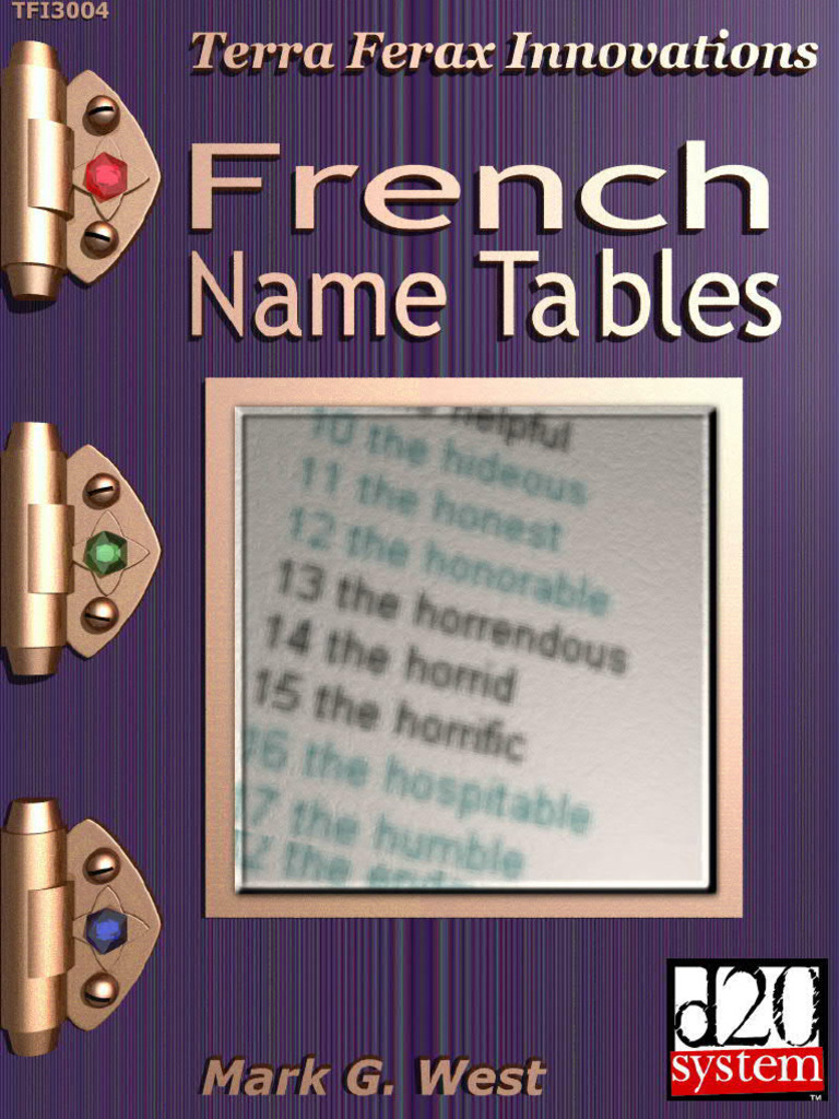 French Name Tables | PDF | D20 System | Wizards Of The Coast