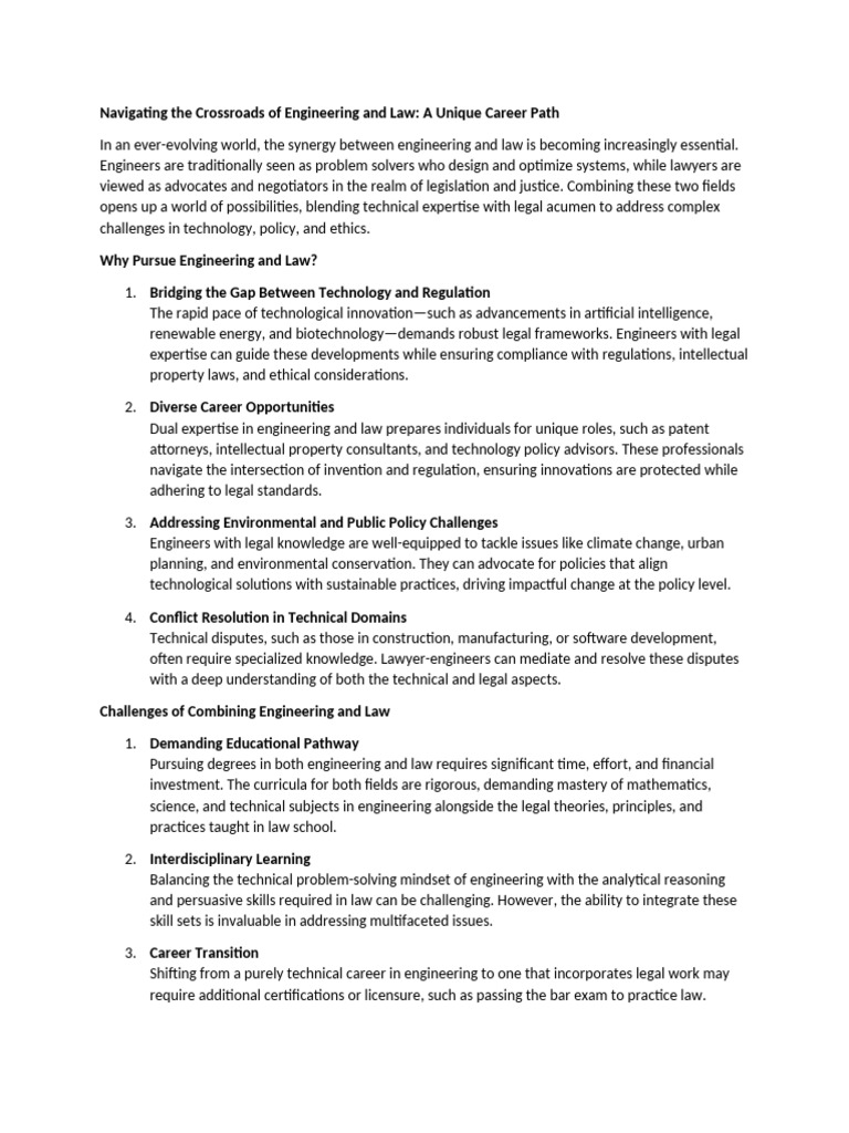Navigating The Crossroads of Engineering and Law | PDF | Engineering ...