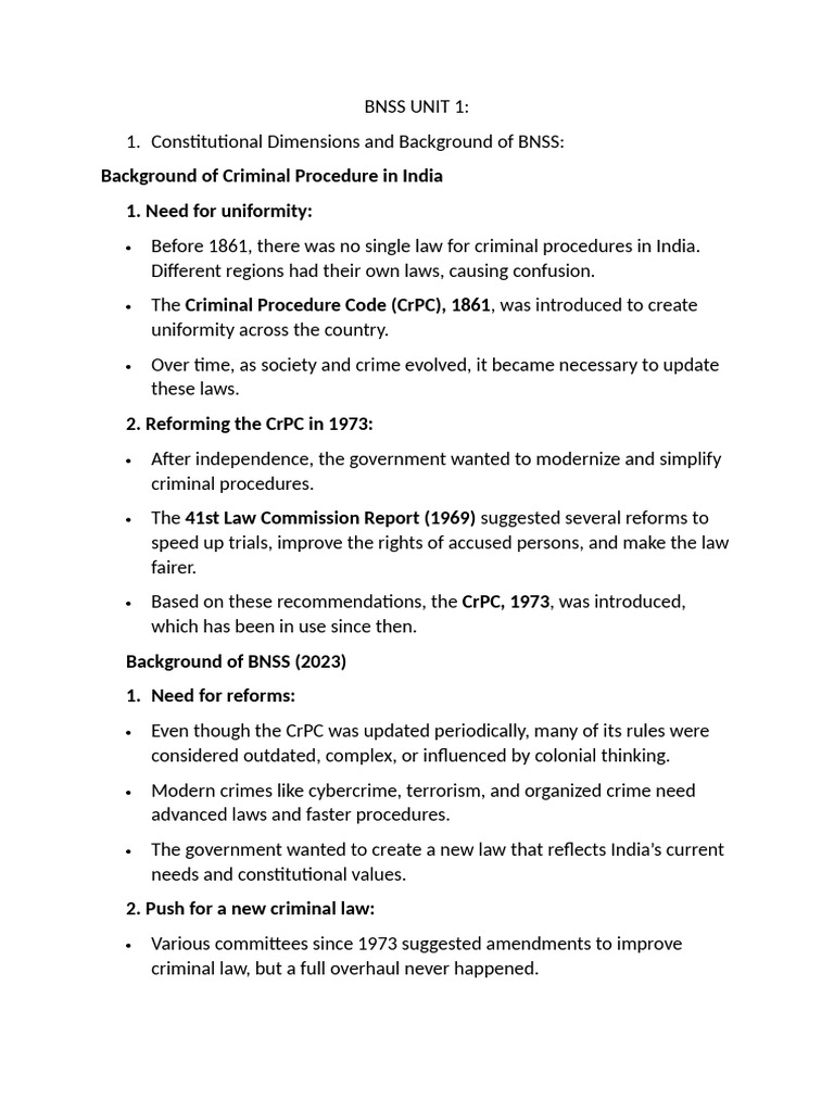 BNSS UNIT 1-1 | PDF | Arrest | Arrest Warrant