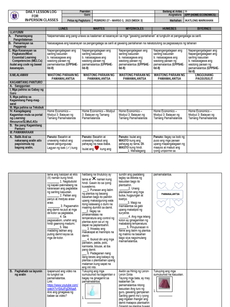 g5 q3w3 Dll Epp-he (Melcs) | PDF
