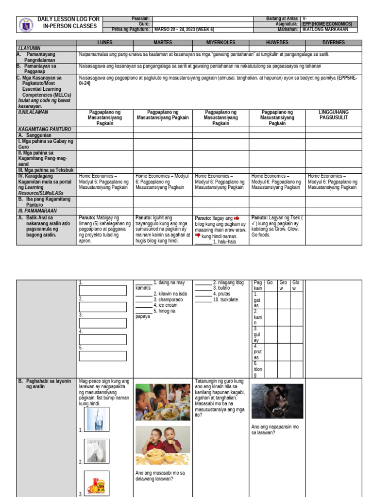 G5 Q3W6 DLL EPP-HE (MELCs) | PDF