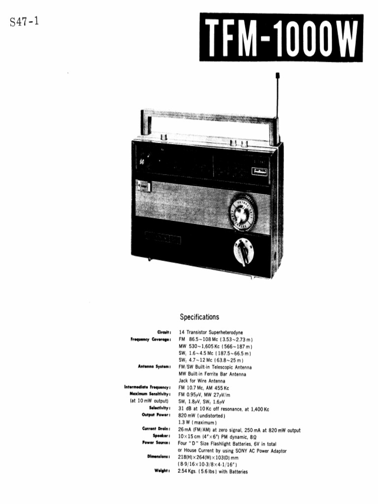 sony_tfm-1000w_tfm-1000wb_sm | PDF