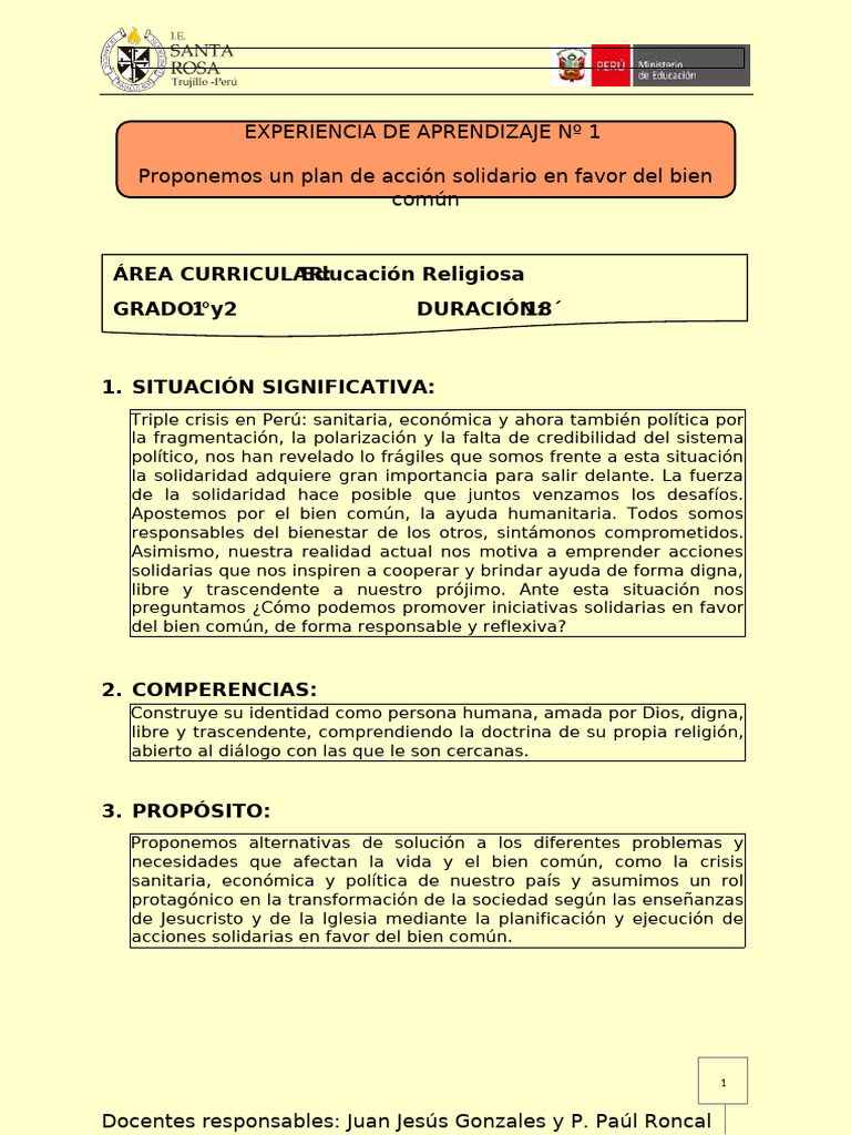 Plan Solidario para Crisis en Perú | PDF | Enseñando | Aprendizaje