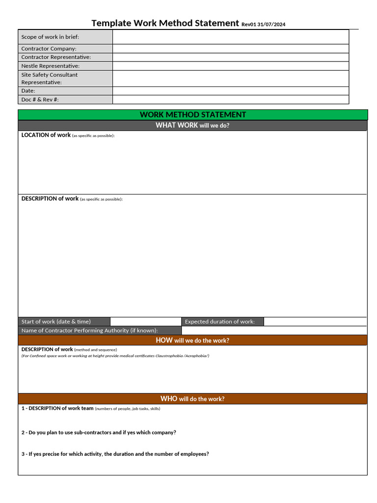 01. Method Statement - Sample (2) (1) (1) | PDF | Crane (Machine ...