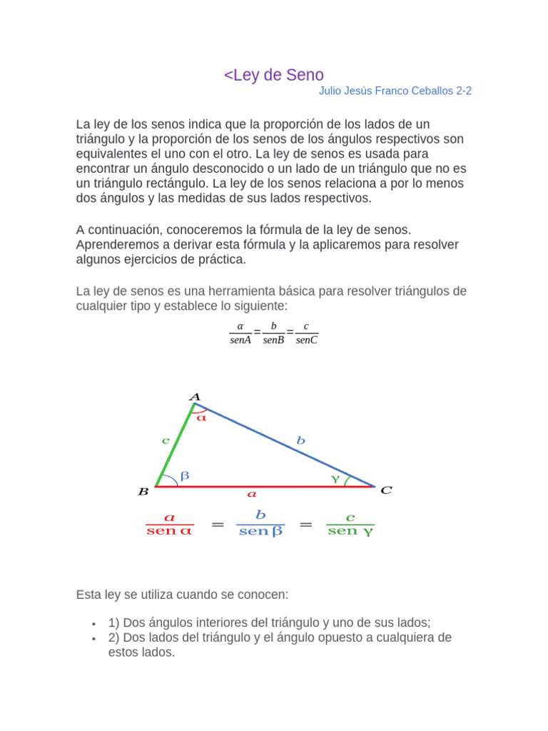 Ley de Seno | PDF