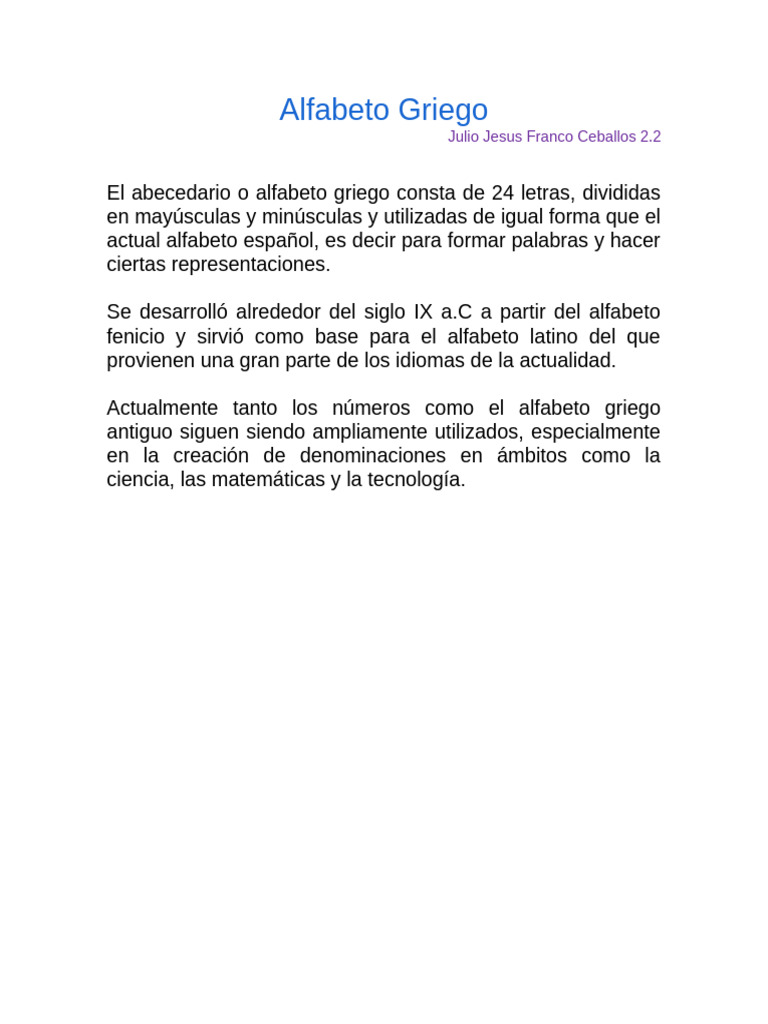 Alfabeto Griego: Letras y Usos | PDF