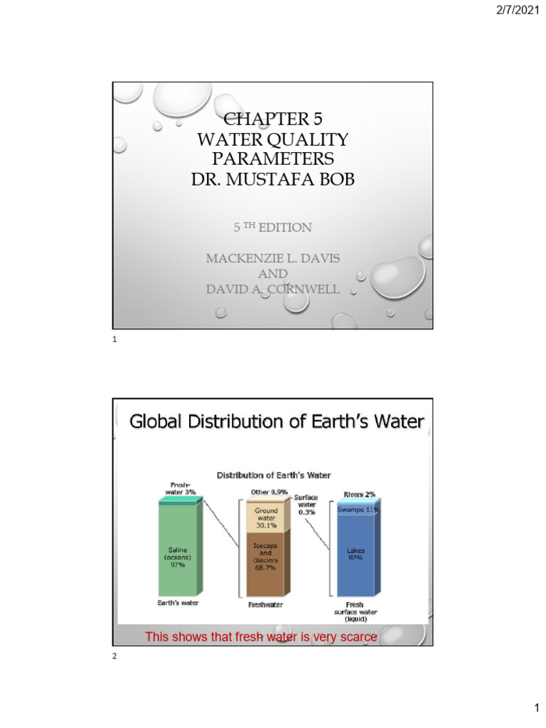 Lecture 4-Chapter - 5 - Water Quality-1 | PDF | Water | Drinking Water