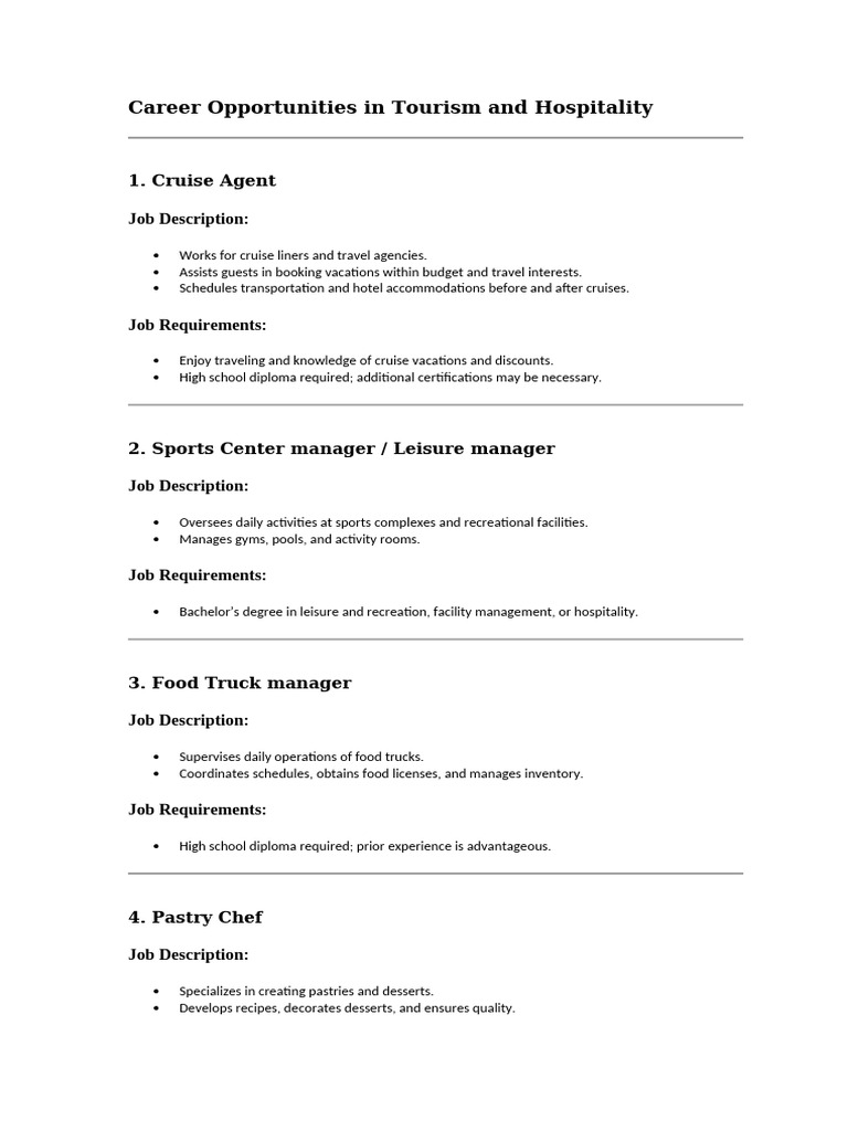 Career Paths in Tourism & Hospitality | PDF | Hotel | Airport