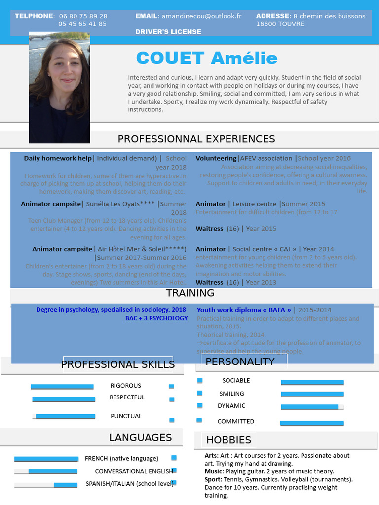 CV Amélie English PDF | PDF