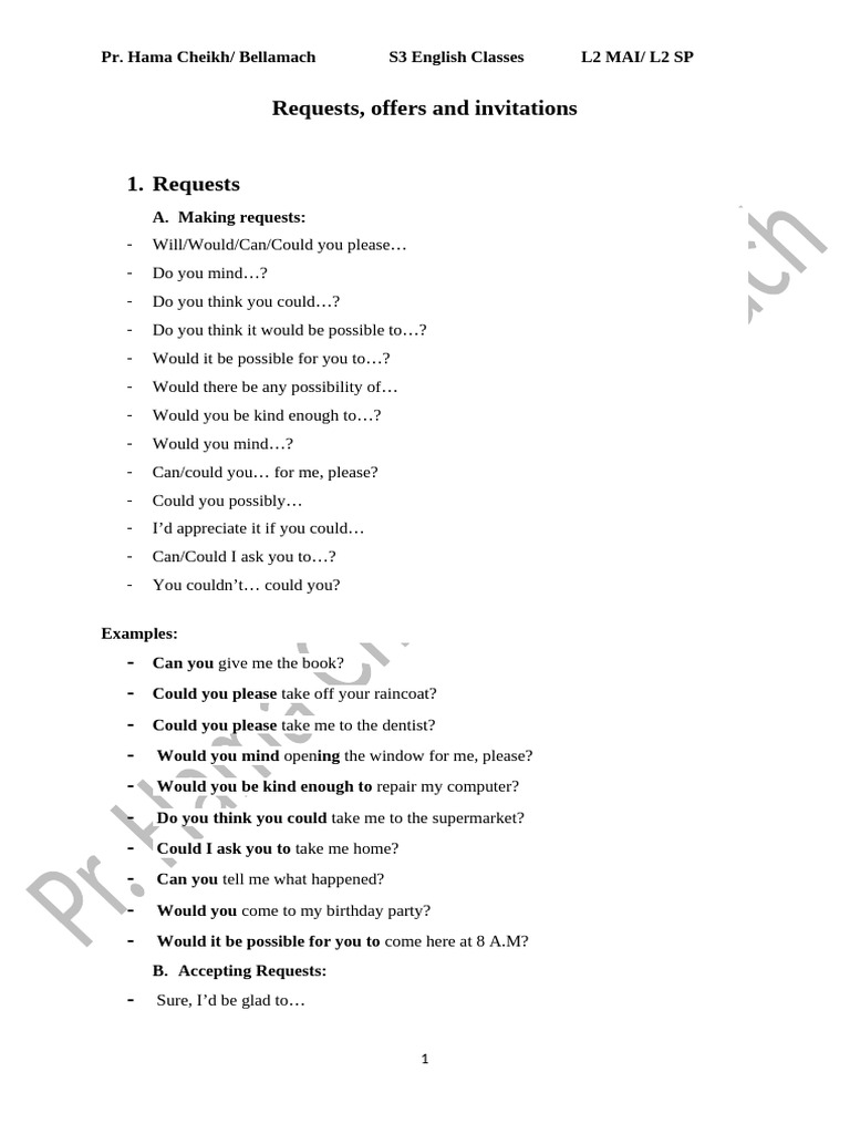 Offering, Requesting, and Inviting | PDF