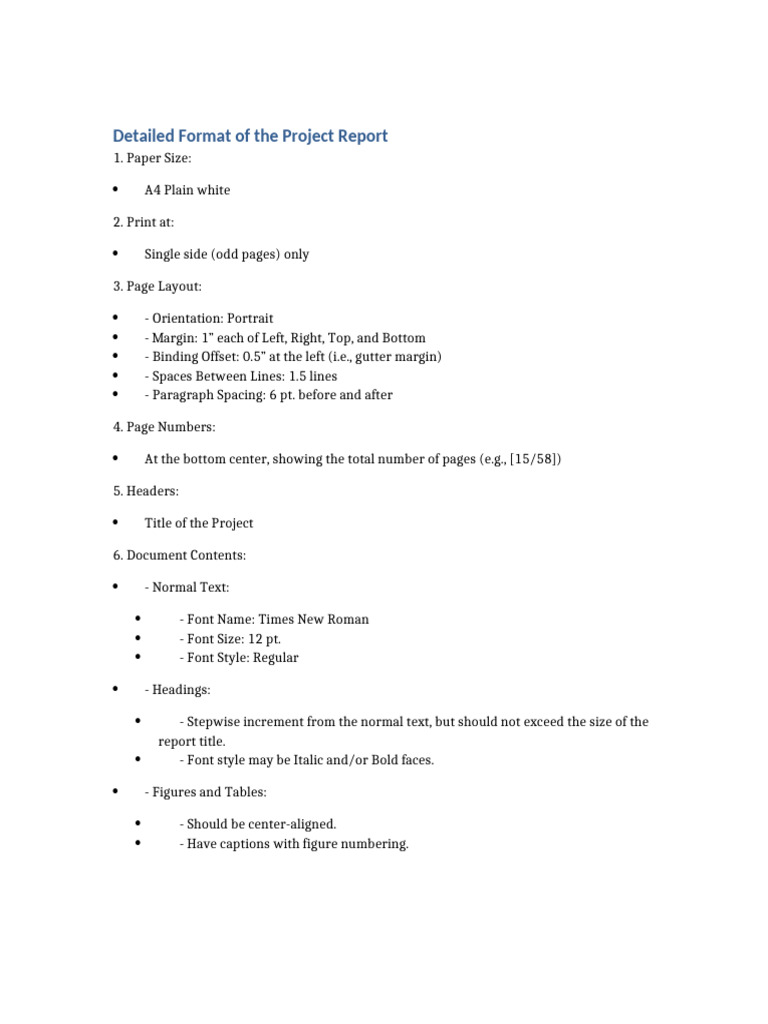 Detailed Format of Project Report | PDF