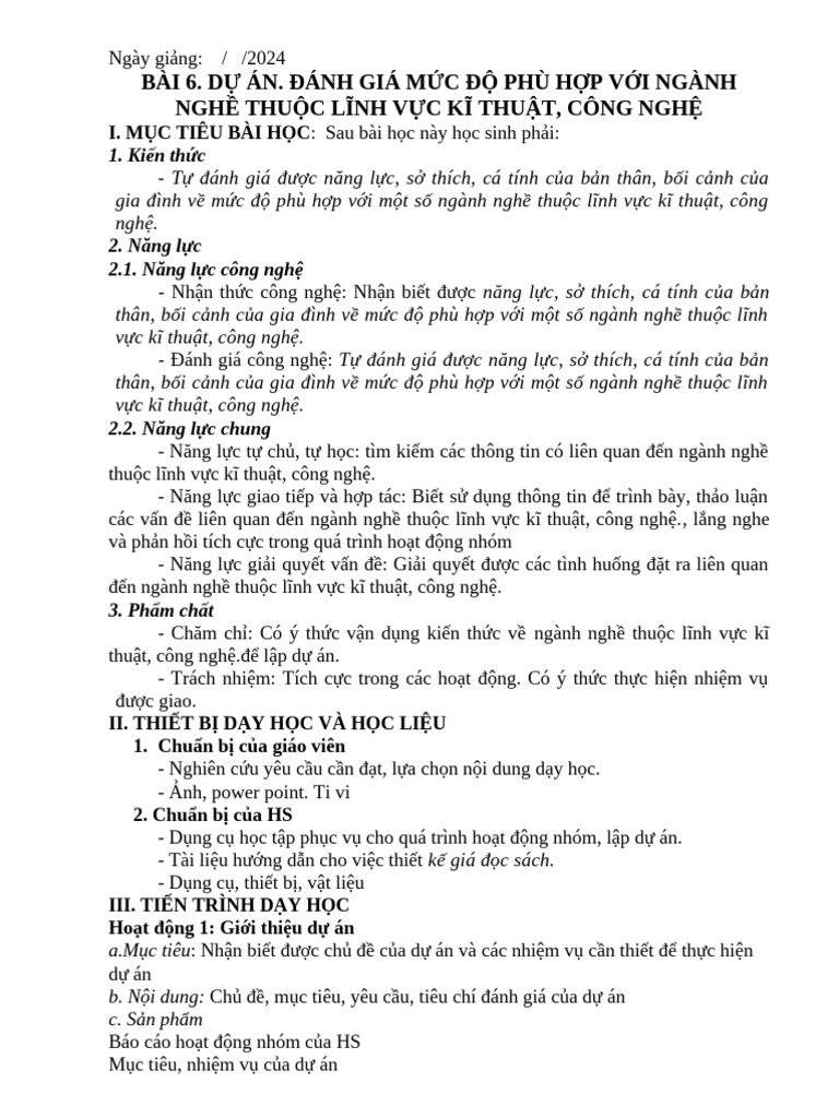 Bài 6. DHNN. CN9. D ÁN | PDF