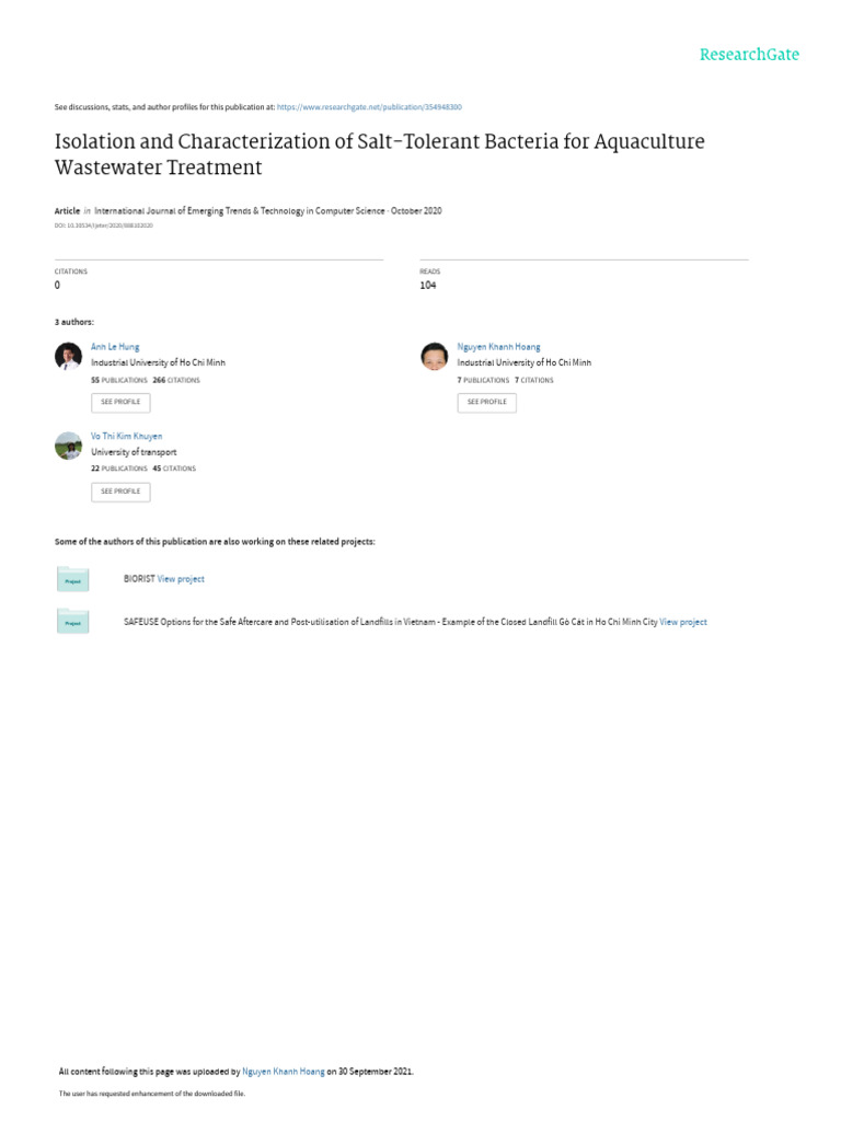 Isolation and Characterization of Salt-Tolerant Bacteria | PDF ...