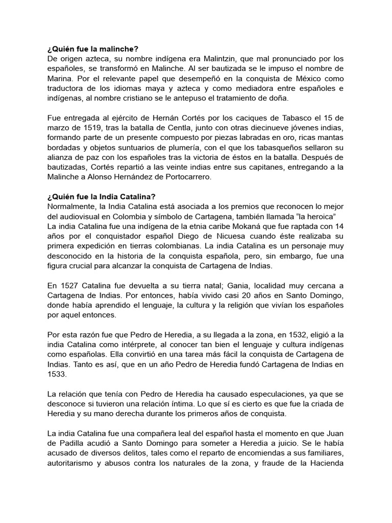 La Malinche: Traidora o Heroína Histórica | PDF