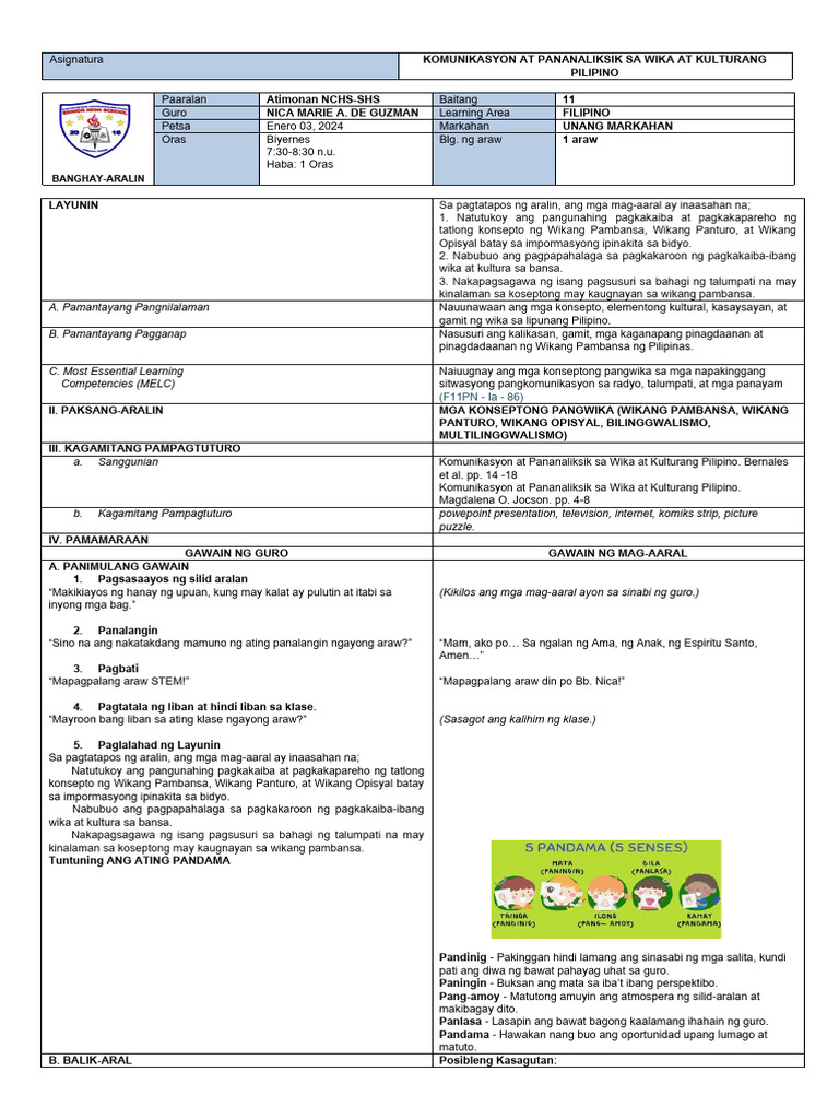 LP11 - 2 - Wikang Pambansa, Panturo, Opisyal, Bilinggwalismo ...