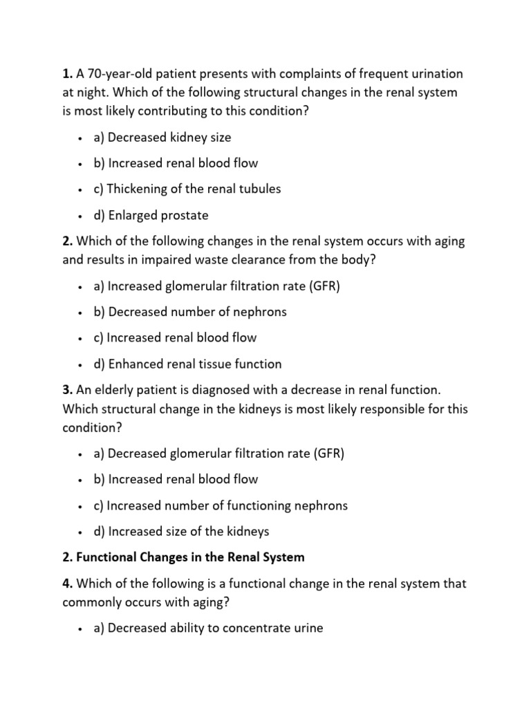 Renal MCQ Questions | PDF | Urinary Incontinence | Kidney